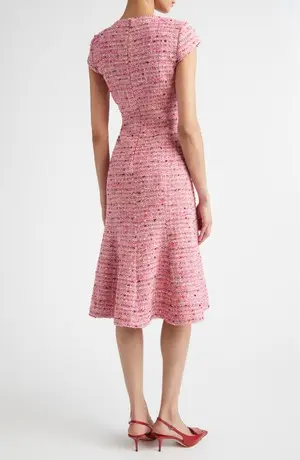 St. John Provence Cap-sleeve Tweed Dress
