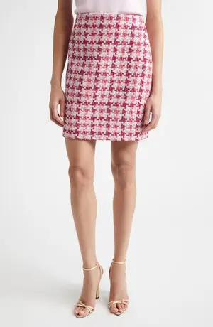 St. John Skyler Ritz Metallic Tweed Skirt - Peony/magenta Metallic Multi