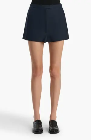 Khaite Blane Linen Suiting Shorts - Dark Navy