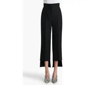 Khaite Rae Bonded Crepe Step Hem Cigarette Crop Pants - Black