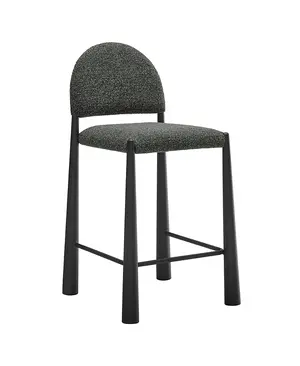MODWAY Hayley Upholstered Fabric Counter Stool - Black Anthracite