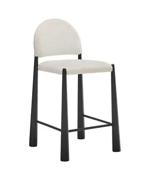 MODWAY Hayley Upholstered Fabric Counter Stool Black Cream