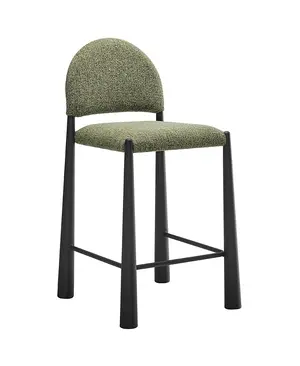 MODWAY Hayley Upholstered Fabric Counter Stool Black Leaf