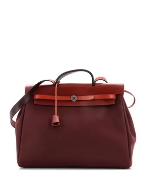 HERMES 39 Herbag Zip Leather And Toile - Red