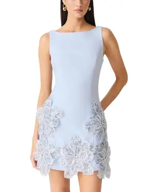 ELLIATT Skye Floral Applique Mini Dress - Babyblue