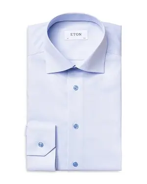 Eton Slim Fit Textured Dress Shirt - Blue