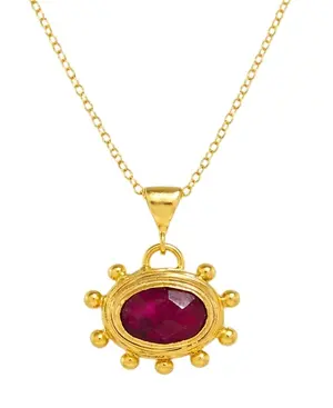 OTTOMAN HANDS Zand Labradorite Pendant Necklace Maroon