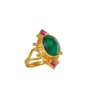OTTOMAN HANDS Raina Crystal Ring - Gold