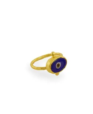 OTTOMAN HANDS Alara Evil Eye Adjustable Ring - Blue