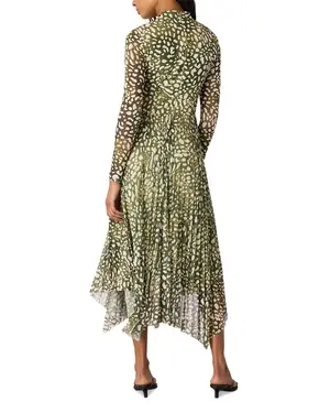 Whistles Animal Print Mesh Dress