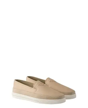 Prada Cotton Canvas Slip-on Loafers - Neutral