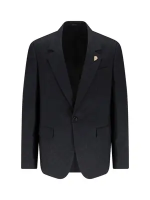 Gucci Gg' Single-breasted Wool Blend Blazer - Black