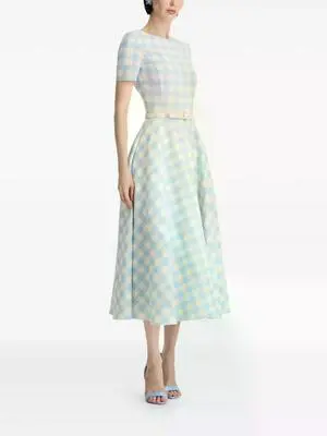 Oscar De La Renta Gingham Belted Dress