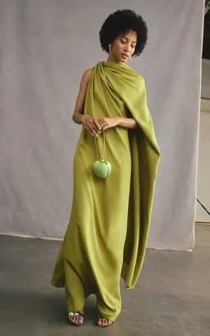 Oscar De La Renta Draped Georgette Caftan Gown