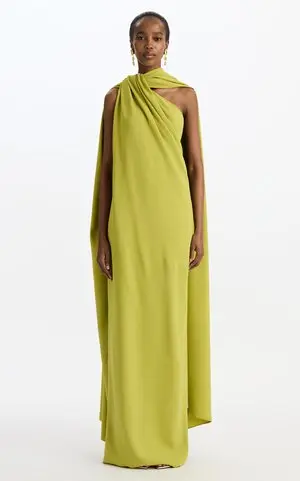 Oscar De La Renta Draped Georgette Caftan Gown
