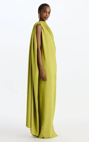 Oscar De La Renta Draped Georgette Caftan Gown