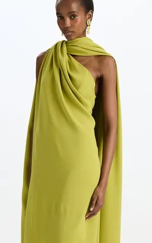 Oscar De La Renta Draped Georgette Caftan Gown