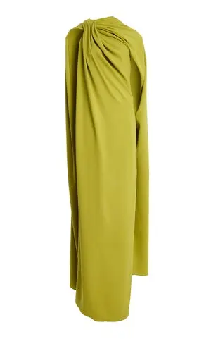 Oscar De La Renta Draped Georgette Caftan Gown - Green