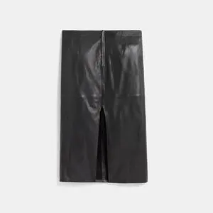COACH Restored Heritage C Long Leather Skirt