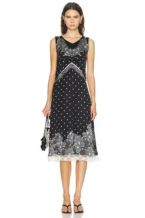 Marc Jacobs Trompe L'oeil Slip Midi Dress - Black Multi