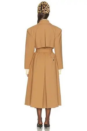 HELSA Wool Blend Midi Trench Coat - Nutmeg