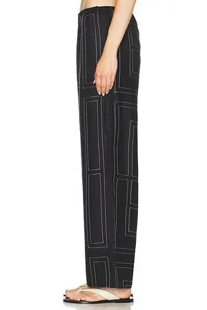 TOTEME Monogram Silk Pj Bottom - Black