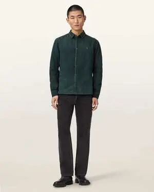 ALLSAINTS Gleason Long Sleeve Ramskull Shirt - Blue