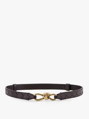 Bottega Veneta Leather Belt With Intrecciato Motif - Brown
