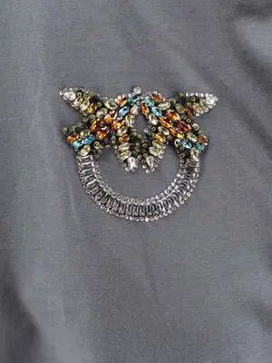 Pinko Cotton T-shirt With Rhinestone Logo