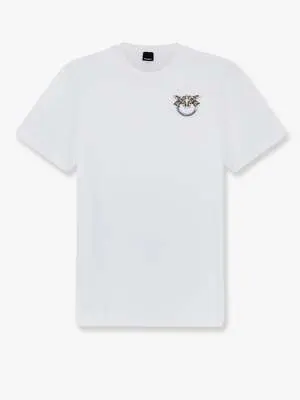 Pinko Cotton Tshirt With Love Birds Logo On The Front - White