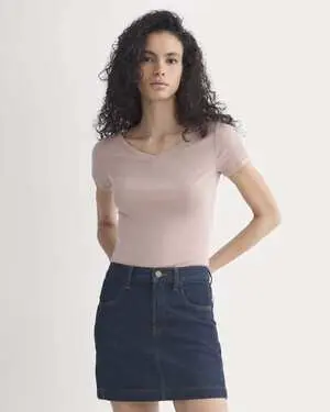 Everlane Tissue Short-Sleeve V-Neck Top Dusty Rose