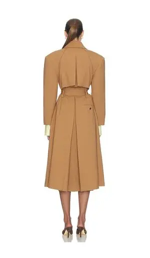 HELSA Wool Blend Midi Trench In Tan