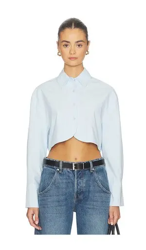 ALL THE WAYS Tara Button Up Top In Baby - Blue