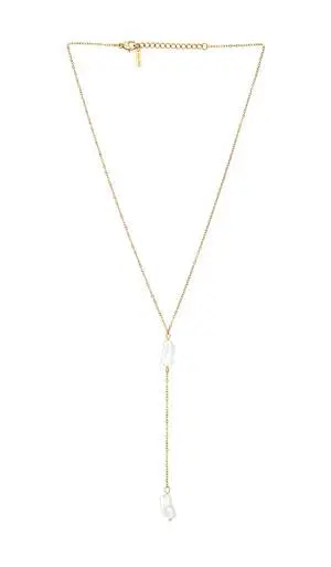 CASA CLARA Liliana Lariat Necklace In Metallic Gold,white - Pearl