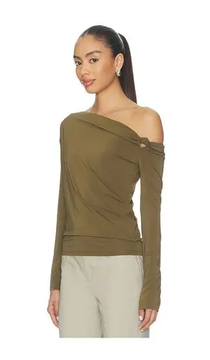 EAVES Jayne Off Shoulder Top In Olive