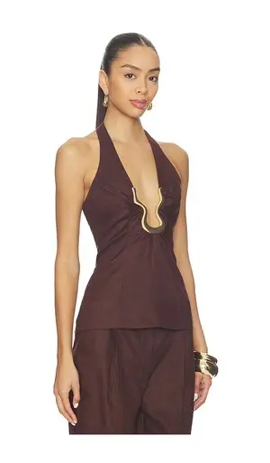Bardot Cavarly Linen Halter Top