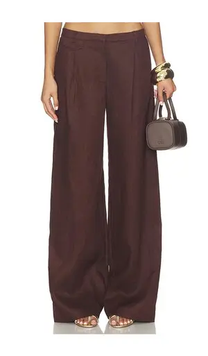 Bardot Geordy Hipster Linen Pant - Chocolate