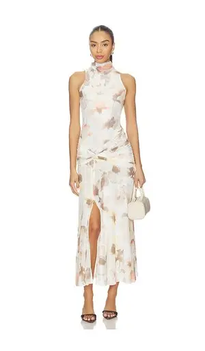 Bardot Leanna Mesh Midi Dress In Ivory - Ivory Floral