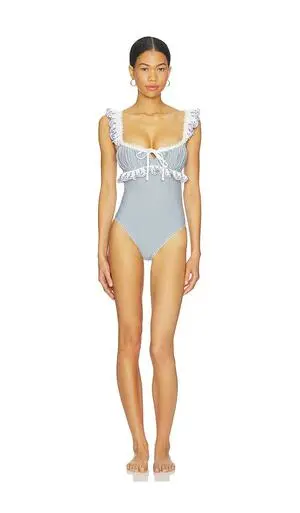 For Love & Lemons Daisy Lane One Piece Swimsuit In Slate - Blue