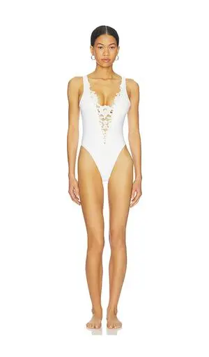 For Love & Lemons Lelani One Piece Swimsuit - White