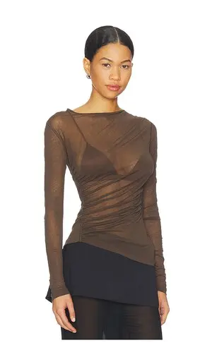 Helmut Lang Seamed Wind Top In Brown