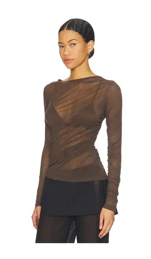Helmut Lang Seamed Wind Top In Brown