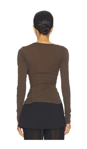 Helmut Lang Seamed Wind Top In Brown