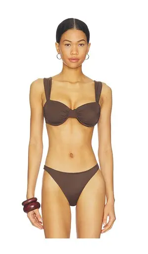 AWAY THAT DAY Isla Del Sol Bikini Top In Brown - Espresso