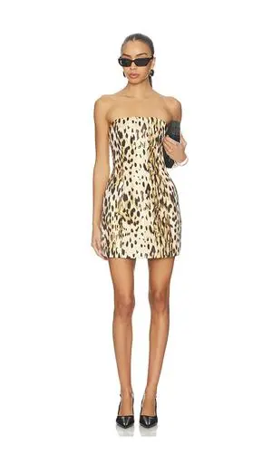 Bardot Florine Hourglass Mini Dress In Brown - Chocolate & Yel Animal