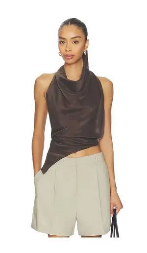 EAVES Frida Silk Top In Chocolate - Ganache