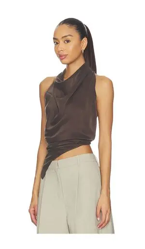 EAVES Frida Silk Top In Chocolate