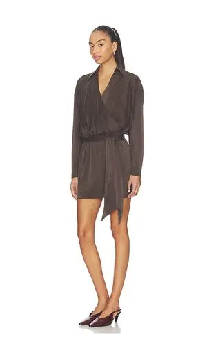EAVES Gaia Silk Mini Dress In Brown - Ganache