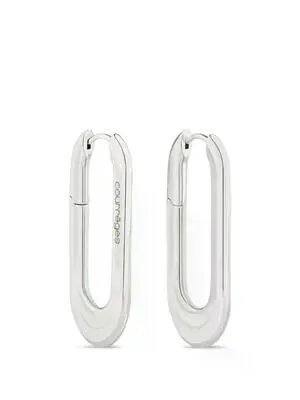 COURREGES Logo-detail Hoop Earrings - Silver