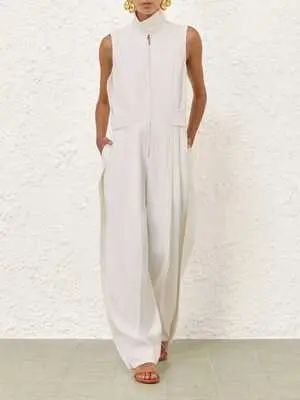 Zimmermann Luna Twill Jumpsuit - White
